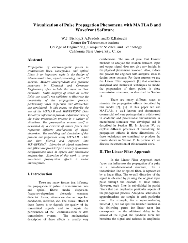 (PDF) Visualization of pulse propagation phenomena with MATLAB and ...