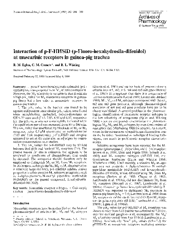 (PDF) Interaction of p-F-HHSiD (p-Fluoro-hexahydrosila-difenidol) at ...