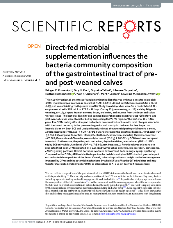 (PDF) Direct-fed microbial supplementation influences the bacteria ...