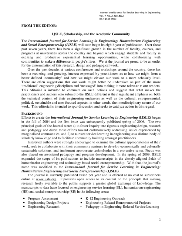 (PDF) IJSLE, Scholarship, and the Academic Community
