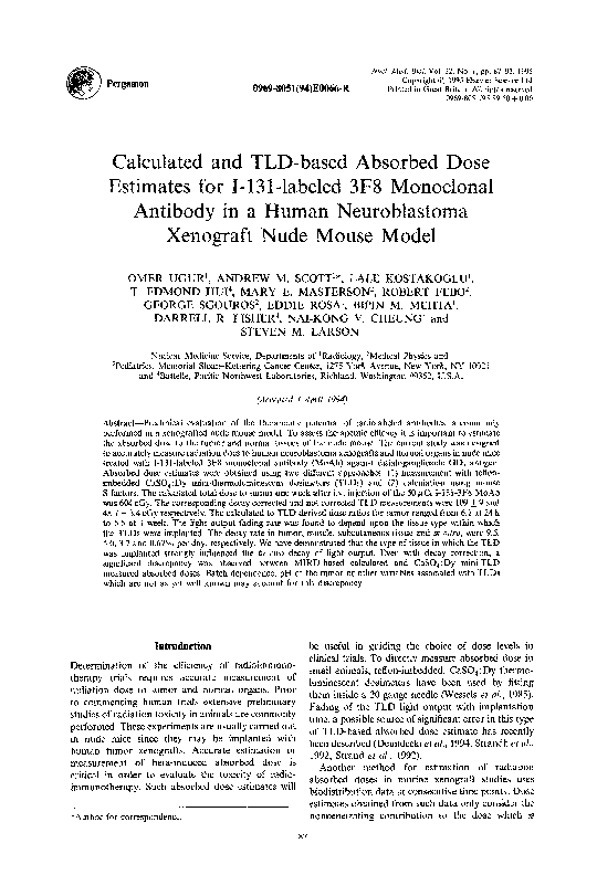 (PDF) Calculated and TLD-based absorbed dose estimates for I-131 ...