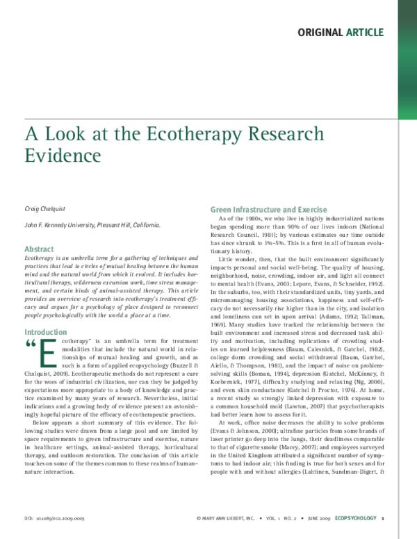 (PDF) A look at the ecotherapy research evidence