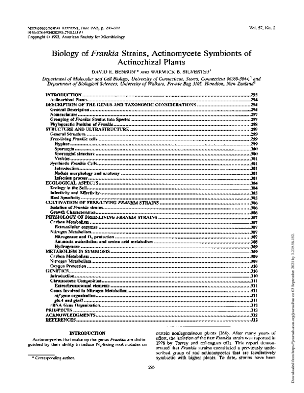(PDF) Biology of Frankia strains, actinomycete symbionts of ...