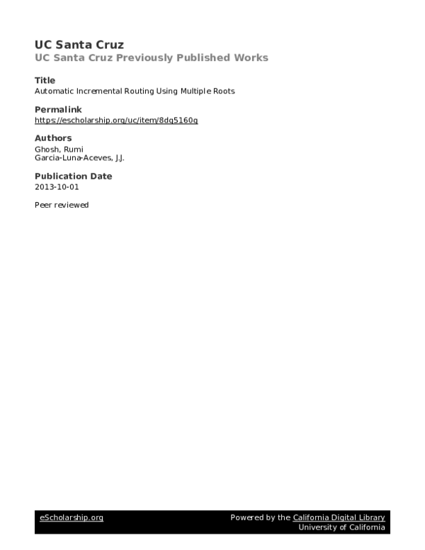 (PDF) Automatic incremental routing using multiple roots