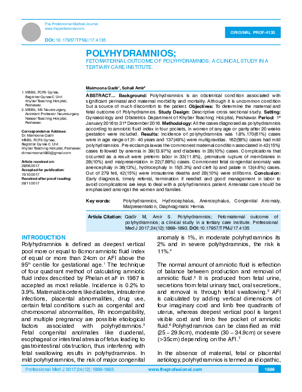 (PDF) Polyhydramnios