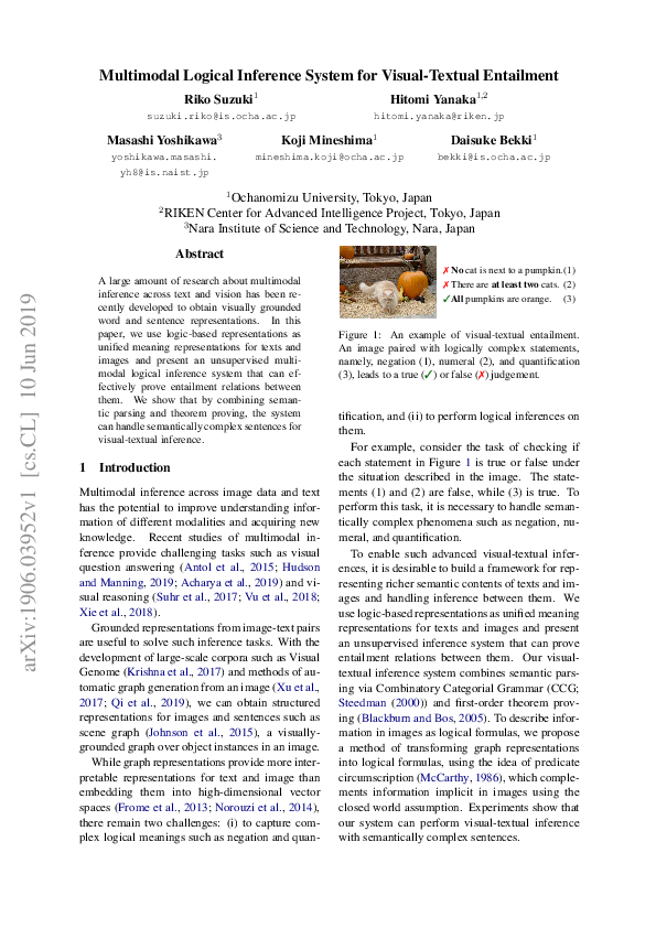 (PDF) Multimodal Logical Inference System for Visual-Textual Entailment