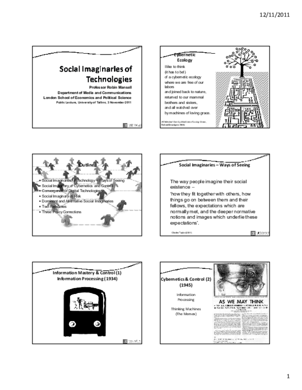(PPT) Social Imaginaries of Technology
