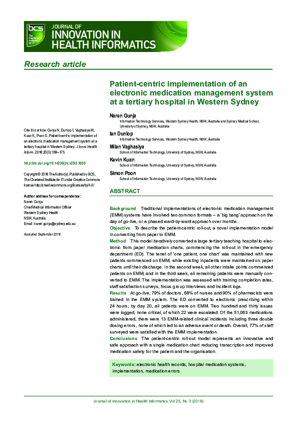(PDF) Patient-centric implementation of an electronic medication ...