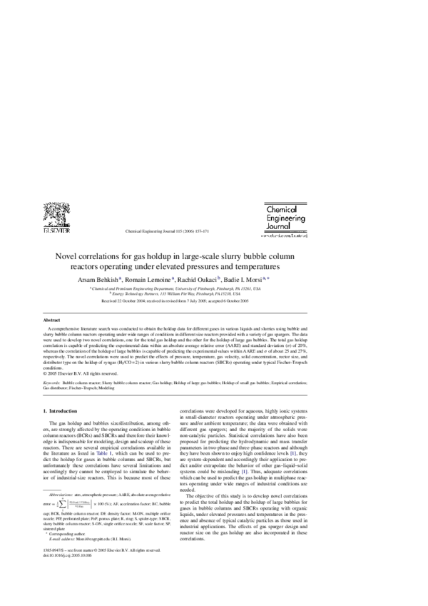 (PDF) Novel correlations for gas holdup in large-scale slurry bubble column reactors operating ...