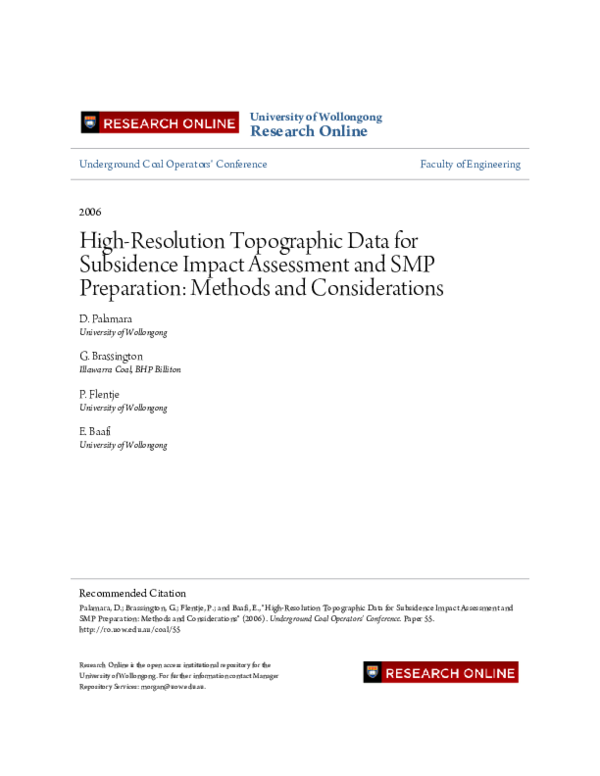 (PDF) High-resolution topographic data for subsidence impact assessment ...