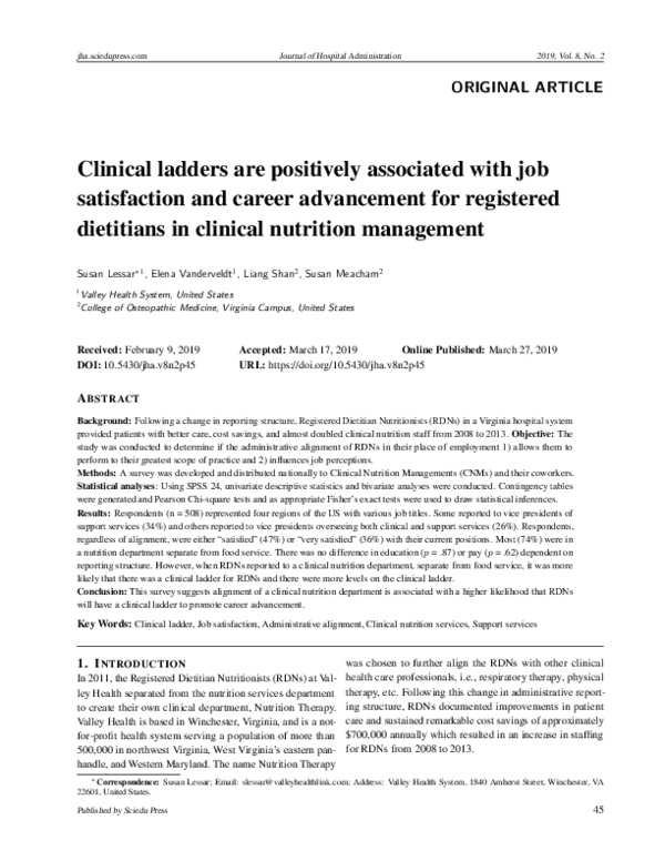 (PDF) Clinical ladders are positively associated with job satisfaction ...
