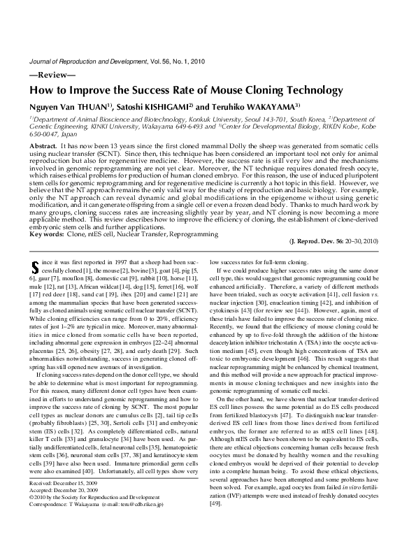 (PDF) How to Improve the Success Rate of Mouse Cloning Technology