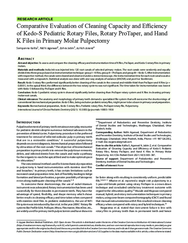 (PDF) Comparative Evaluation of Cleaning Capacity and Efficiency of ...