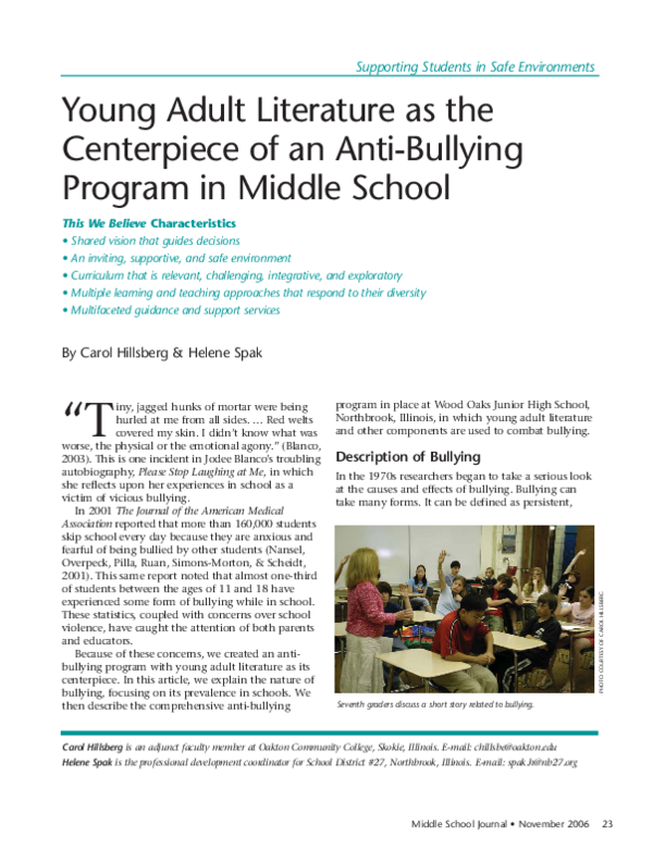 (PDF) Young Adult Literature as the Centerpiece of an Anti-Bullying ...