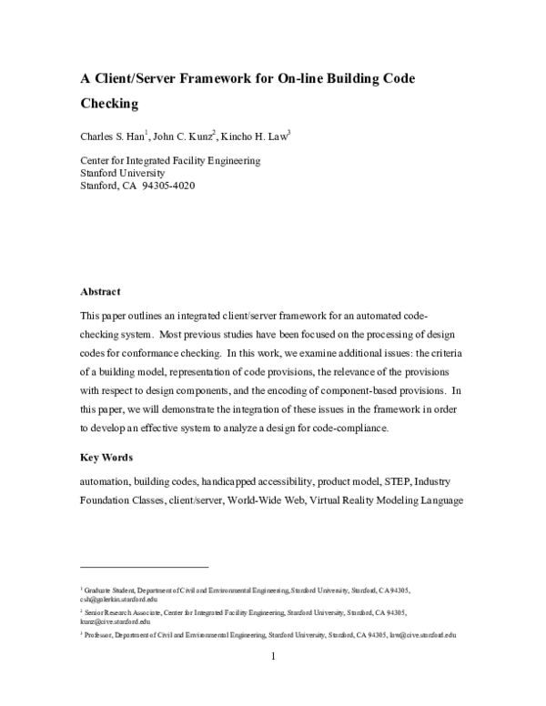 (PDF) Client/Server Framework for On-Line Building Code Checking