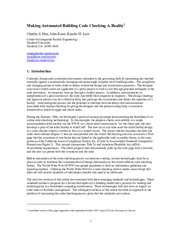 (PDF) Making Automated Building Code Checking A Reality