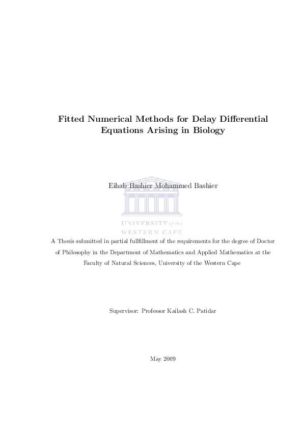 (PDF) Fitted numerical methods for delay differential equations arising in biology | Eihab ...