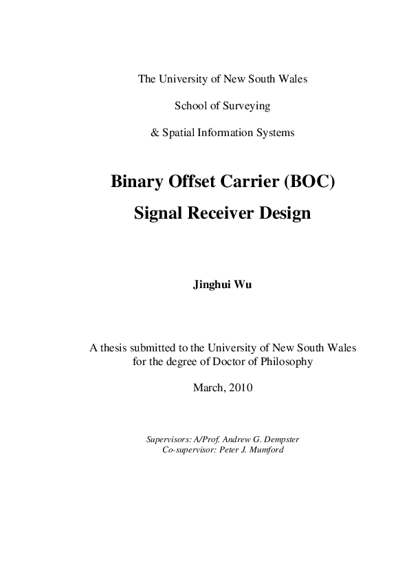 Pdf Binary Offset Carrier Boc Signal Receiver Design