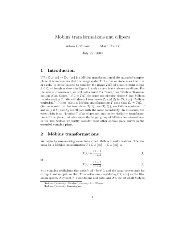 (PDF) M "obius transformations and ellipses