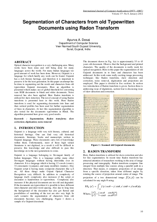 (PDF) Segmentation of Characters from Old Typewritten Documents using ...
