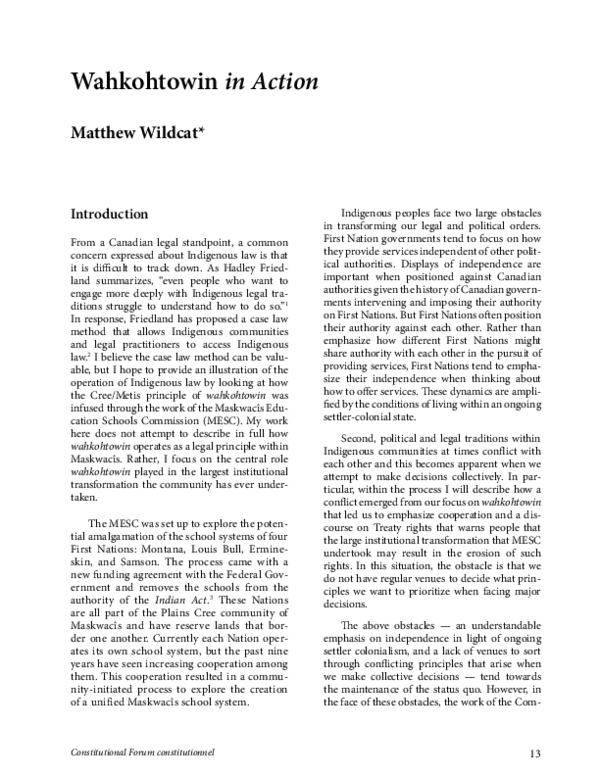(PDF) Wahkohtowin in Action