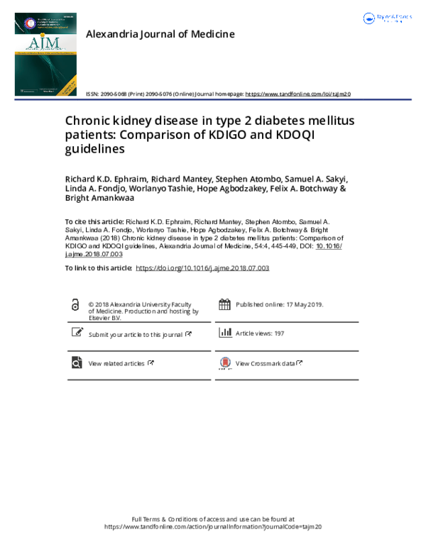 (PDF) Chronic kidney disease in type 2 diabetes mellitus patients ...