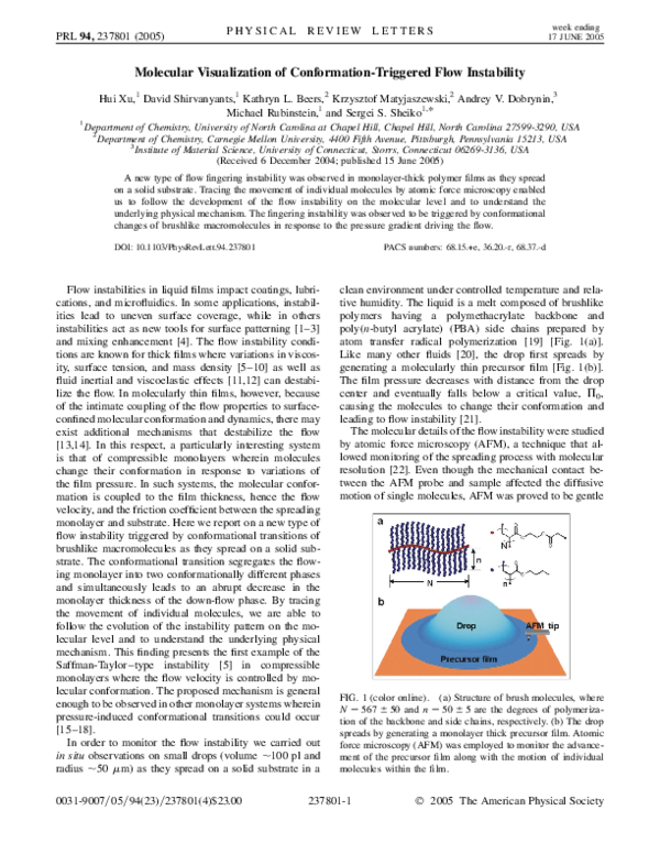 (PDF) Molecular Visualization of Conformation-Triggered Flow Instability