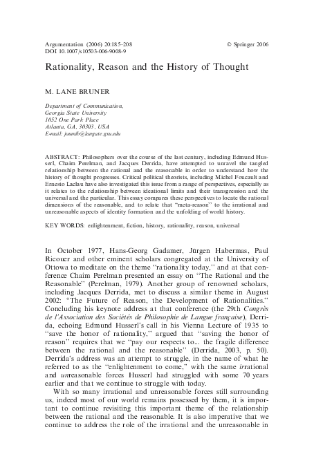 (PDF) Rationality, Reason and the History of Thought