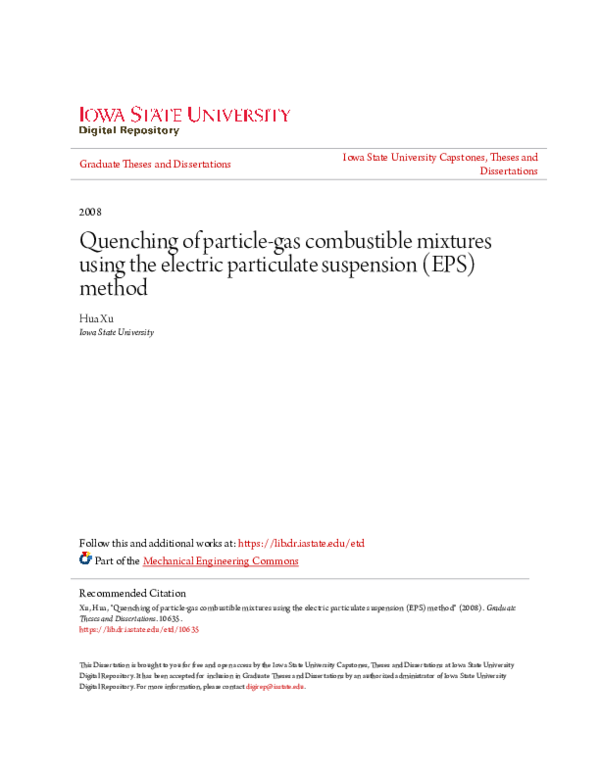 (PDF) Quenching of particle-gas combustible mixtures using the electric ...