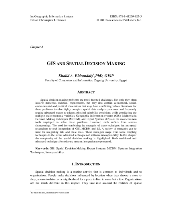 (PDF) Gis and Spatial Decision Making (PDF) Gis and Spatial Decision Making