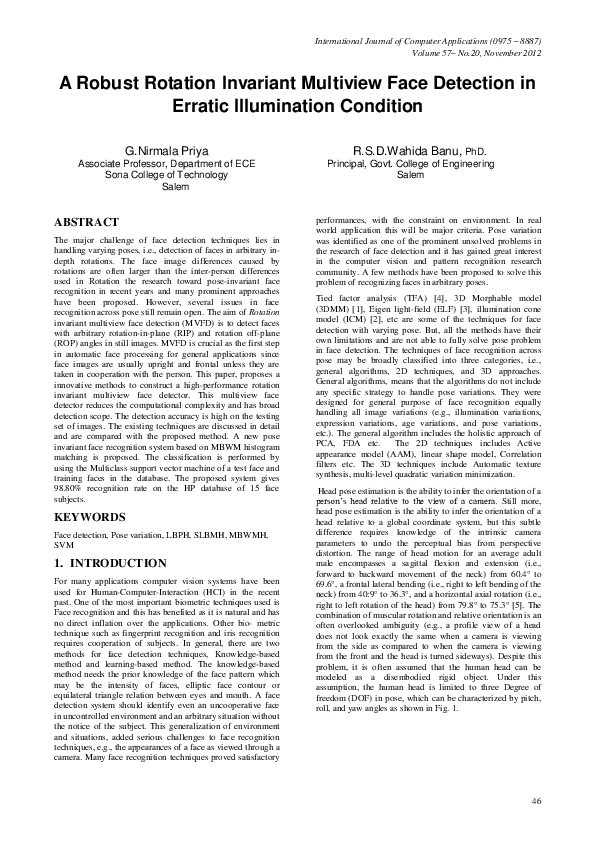 (PDF) A Robust Rotation Invariant Multiview Face Detection in Erratic ...