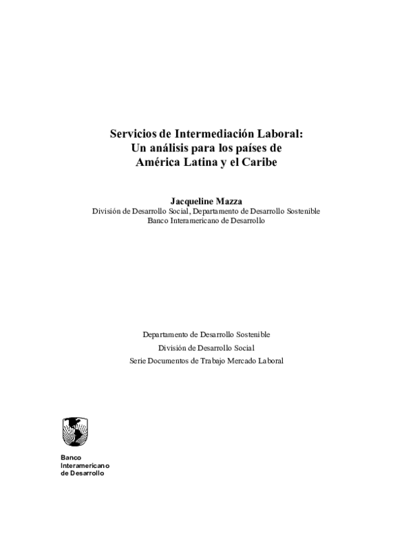(PDF) Servicios de intermediaci n laboral: Un an lisis para los pa ses de Am rica Latina y el Caribe