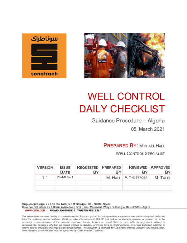 (PDF) Well Control Daily Checklist Procedure_v1.1