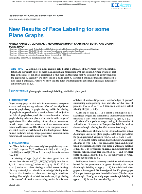 (PDF) New Results of Face Labeling for some Plane Graphs
