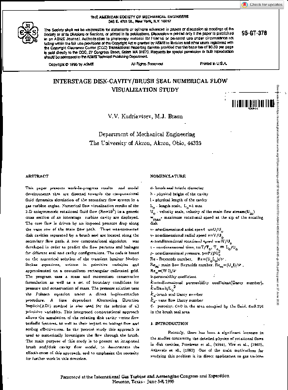 (PDF) Interstage Disk-Cavity/Brush Seal Numerical Flow Visualization Study