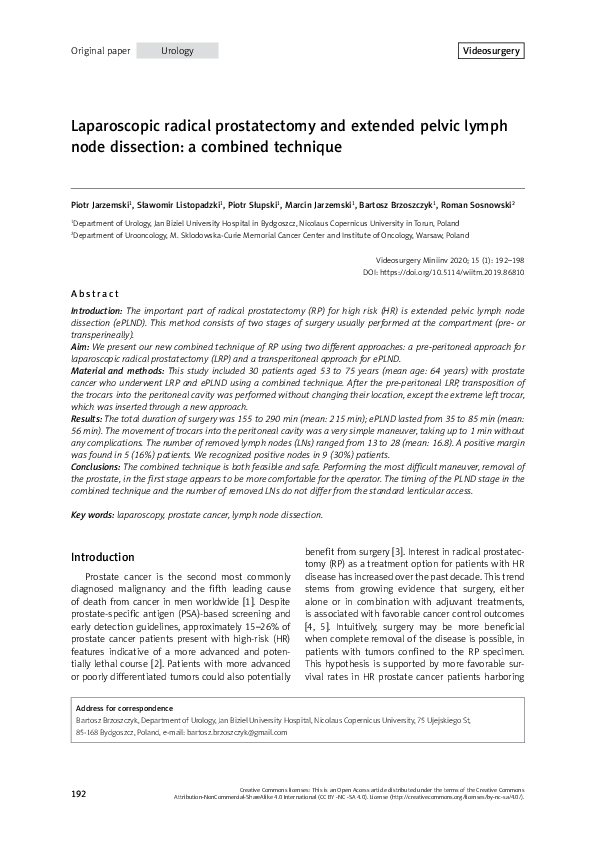 (PDF) Laparoscopic radical prostatectomy and extended pelvic lymph node ...