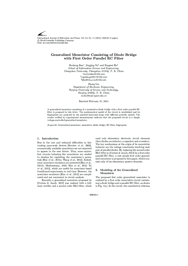 (PDF) Generalized Memristor Consisting of Diode Bridge with First Order ...