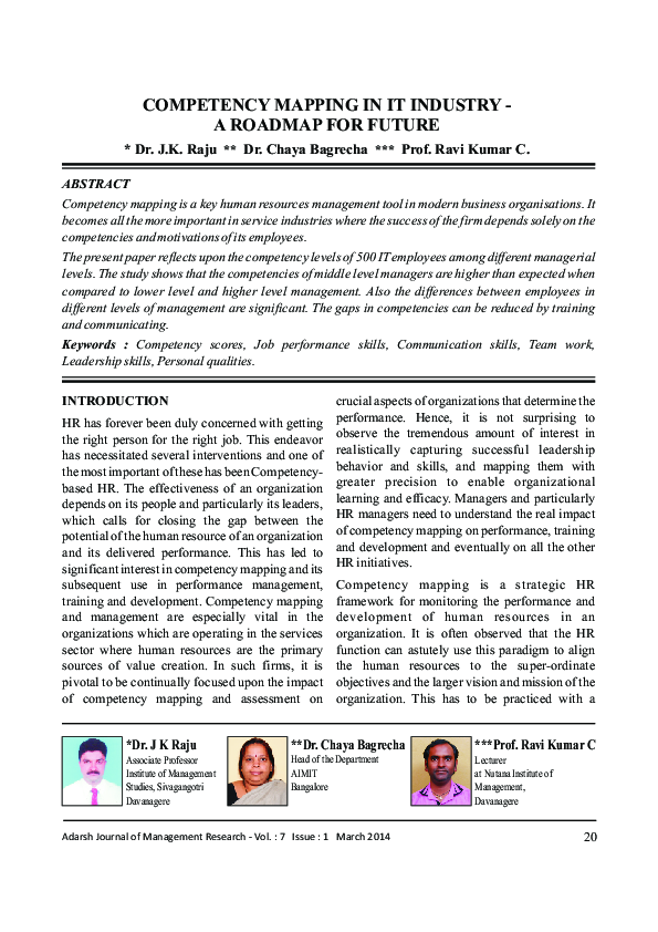 (PDF) Competency Mapping in IT Industry-A Road Map for Future