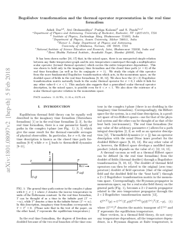 (PDF) Bogoliubov transformation and the thermal operator representation ...