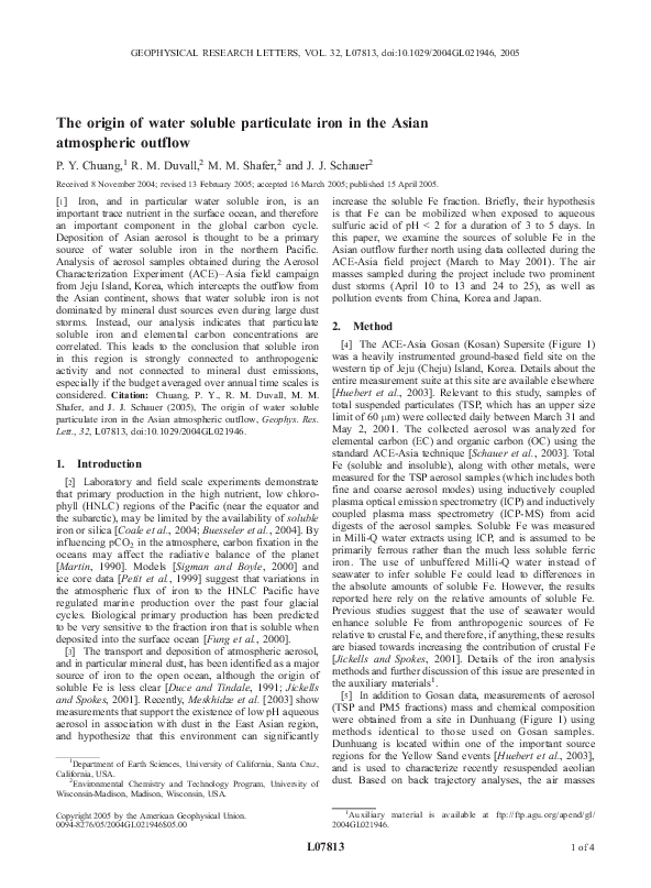 (PDF) The origin of water soluble particulate iron in the Asian ...