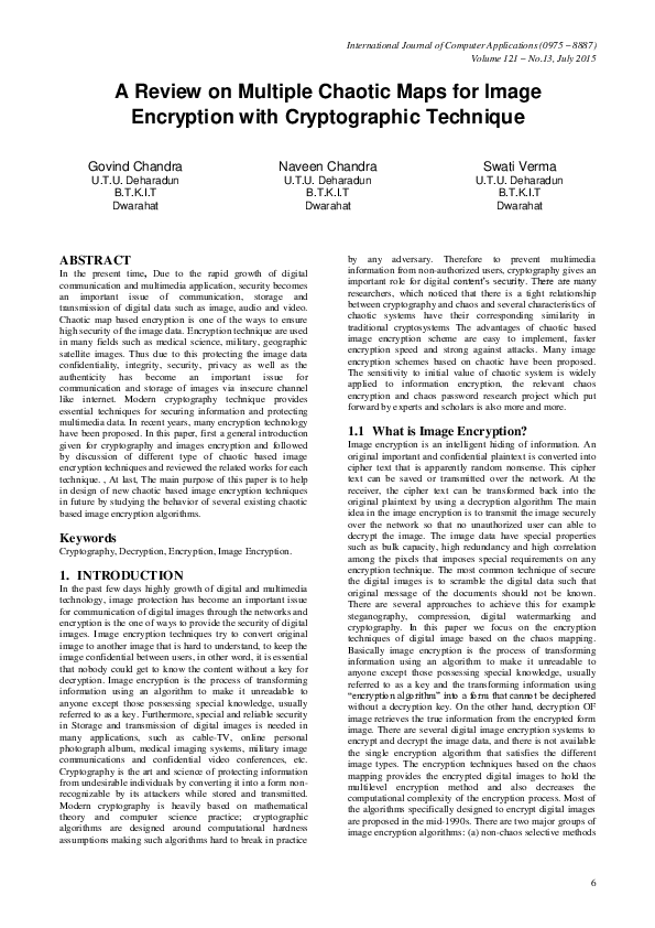 (PDF) A Review on Multiple Chaotic Maps for Image Encryption with Cryptographic Technique