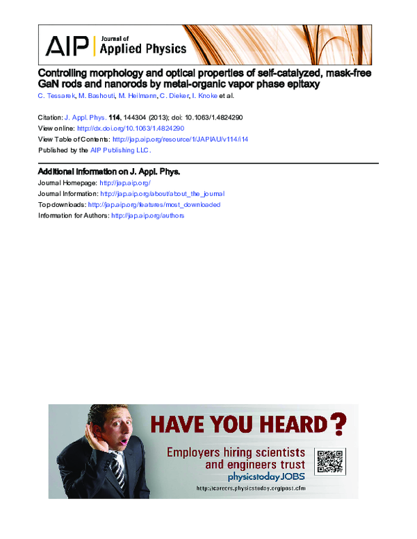 (PDF) Controlling the morphology and optical properties of self-assembled InAsSb/InGaAs/InP ...