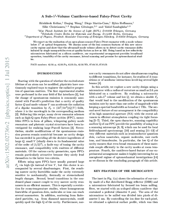 (PDF) Sensing Nanoparticles with a Cantilever-Based Scannable Optical ...