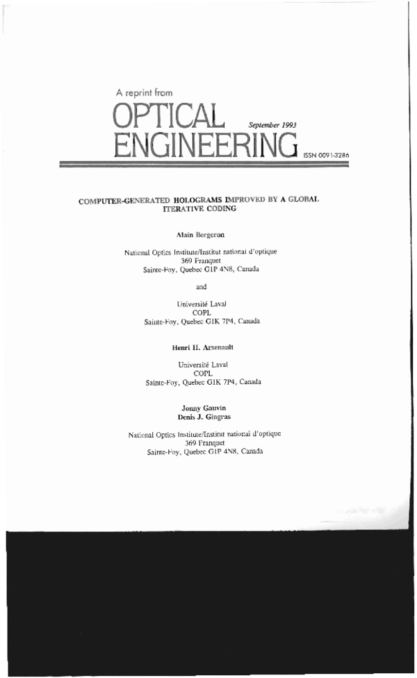 (PDF) Computer-generated holograms improved by a global iterative coding