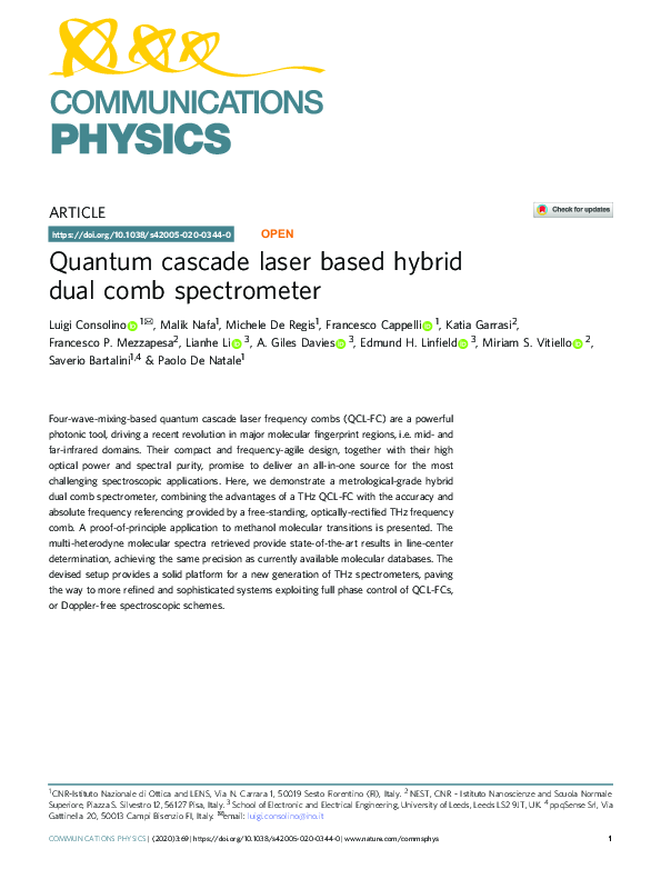 (PDF) Quantum cascade laser based hybrid dual comb spectrometer