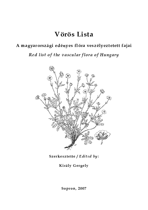 (PDF) Red list of the vascular flora of Hungary. Vörös Lista. A ...