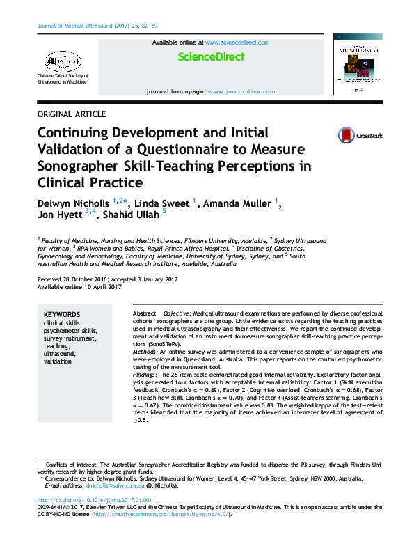 Pdf Continuing Development And Initial Validation Of A Questionnaire