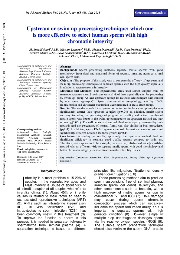 (PDF) Upstream or swim up processing technique: which one is more ...