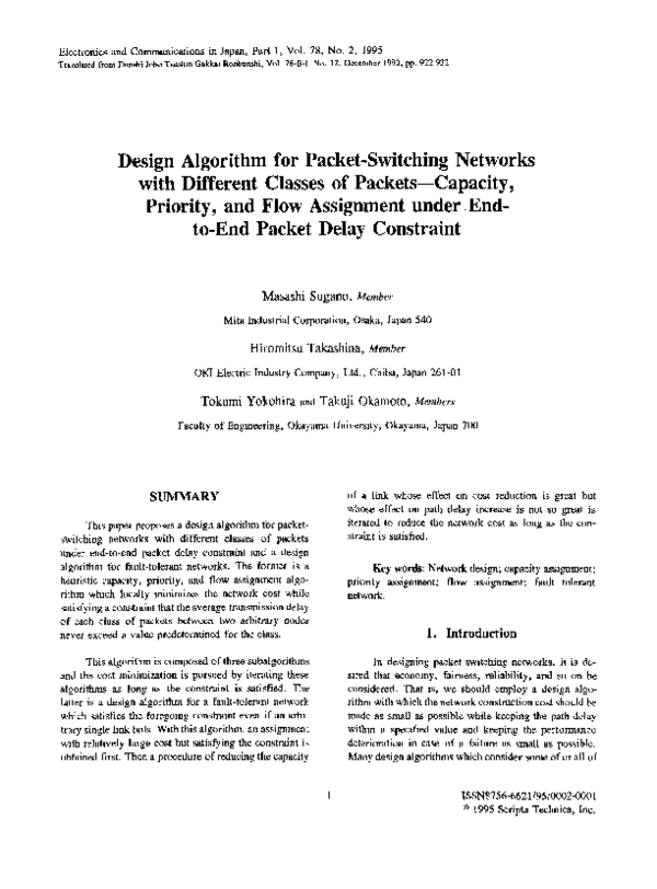 (PDF) Algorithm for Packet-Switching Network Design