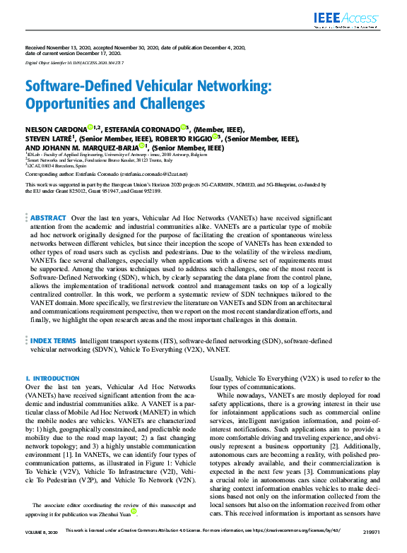 (PDF) Software-Defined Vehicular Networking: Opportunities and Challenges